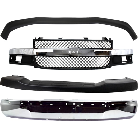 Replacement® 4-Piece Kit, Front Bumper, Chrome, Includes (1) Bumper, (1 ...
