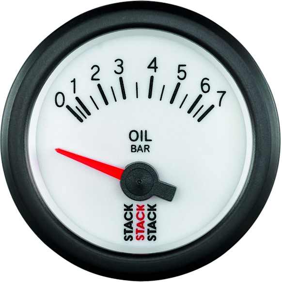 Autometer® ST3251 Stack Series Gauge, Oil Press, Electric, 52Mm, Wht, 0 ...