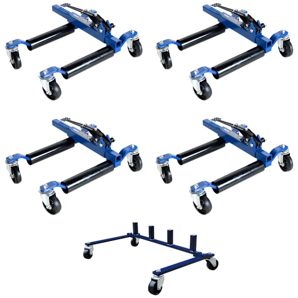JC Whitney KIT-012925-01 5-Piece Kit Dolly, 0.75 Ton, Hydraulic Self ...