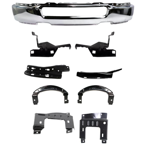 Replacement® 9-Piece Kit, Front Bumper, Chrome, Includes (1) Bumper and ...