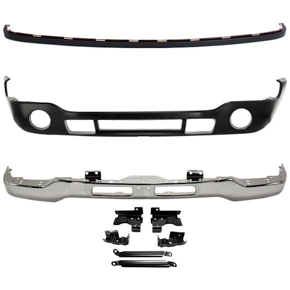 Replacement® 3-Piece Kit Front Bumper, Chrome, Includes (1) Bumper, (1 ...