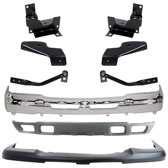 Replacement® 9-Piece Kit, Front Bumper, Chrome, Includes (1) Bumper, (6 ...