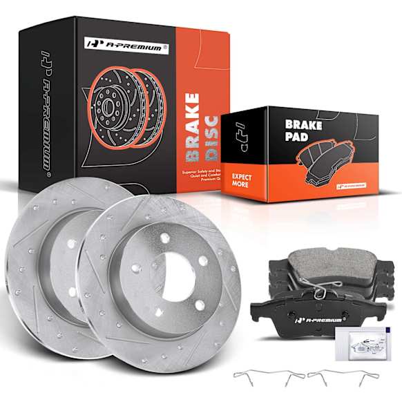 A-Premium® APBRPS308 Rear Drilled Rotors & Ceramic Brake Pads