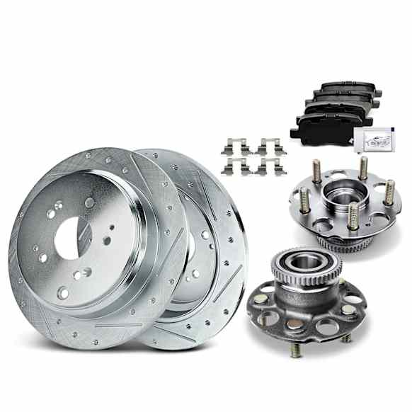 A-Premium® APBRPS773 8 Pcs Rear Drilled Brake Rotor & Pads + Wheel Hub ...