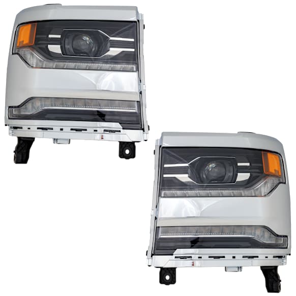 Replacement® Driver and Passenger Side Headlights, with Bulbs, LED, OE ...