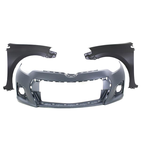 Replacement 3-Piece Kit Front Primed Bumper Cover with Fenders, Sedan ...