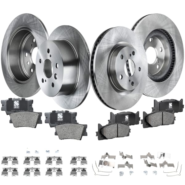 SureStop® Front and Rear Brake Disc and Pad Kit, Plain Surface, 5 Lugs ...