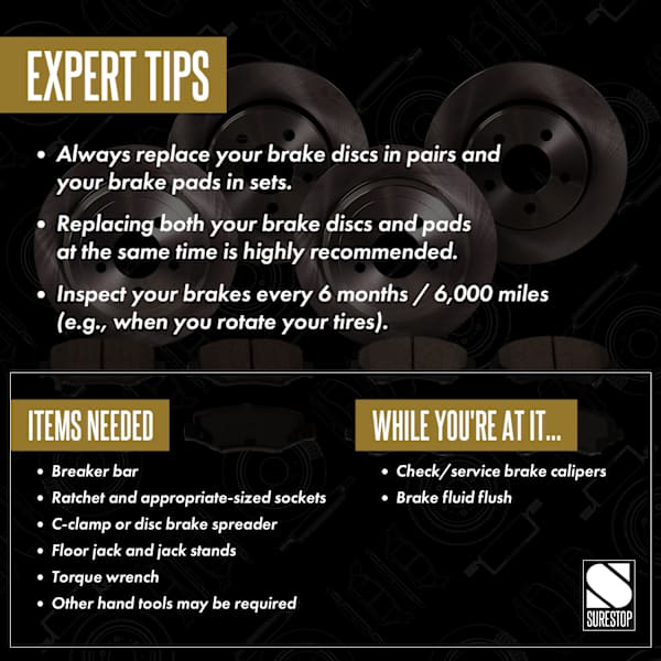 SureStop® Front and Rear Brake Disc and Pad Kit, Plain Surface, 5 Lugs ...