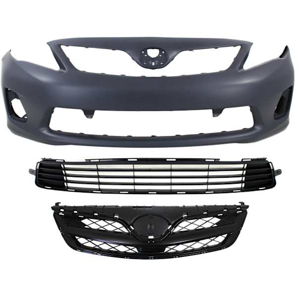 Replacement 3-Piece Kit, Front Primed Bumper Cover, North America Built ...