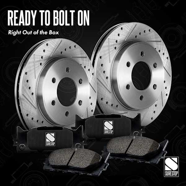 SureStop® Front Brake Disc and Pad Kit, Cross-drilled and Slotted, 6 ...