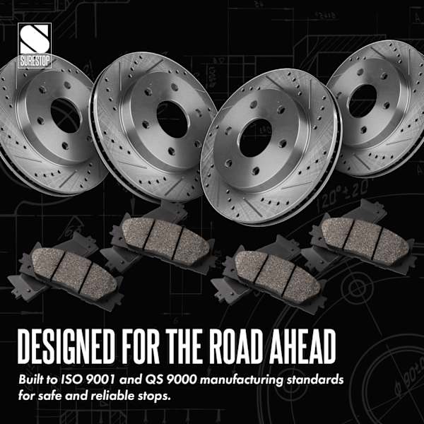 SureStop® Front and Rear Brake Disc and Pad Kit, Cross-drilled and ...