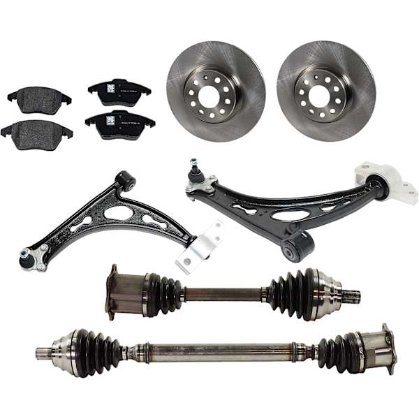 TrueDrive 7-Piece Kit Front Axle Assembly with Brake Discs, Brake Pad ...