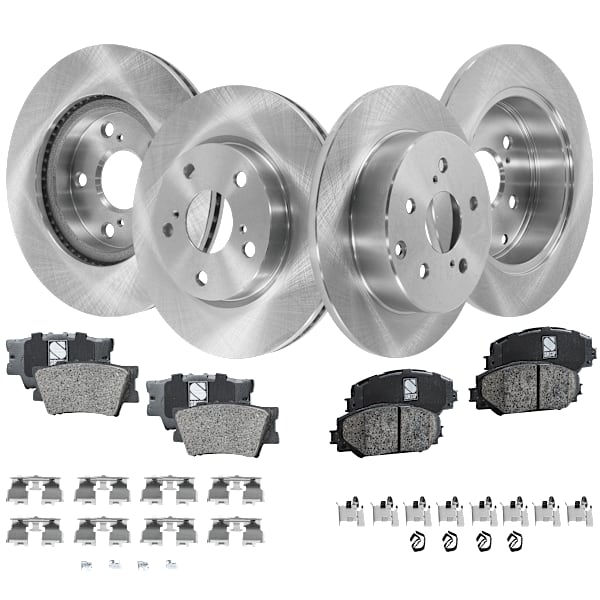 SureStop® Front and Rear Brake Disc and Pad Kit, Plain Surface, 5 Lugs ...