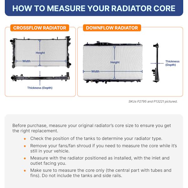 Replacement 3-Piece Kit Radiator, 3.6L Engine, Standard Duty Cooling ...