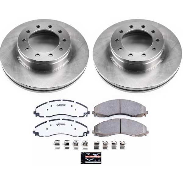 Powerstop® MDK7422 Front Brake Disc and Pad Kit, Plain Surface 10 Lugs ...