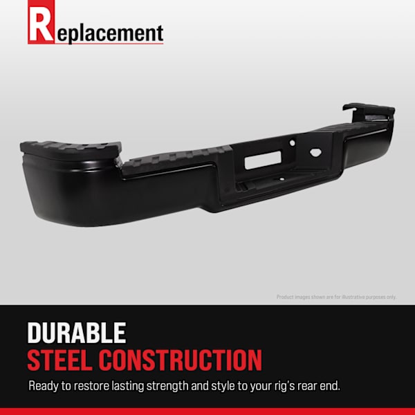 Replacement Rear Step Bumper, Painted Black Face Bar and Pads With ...