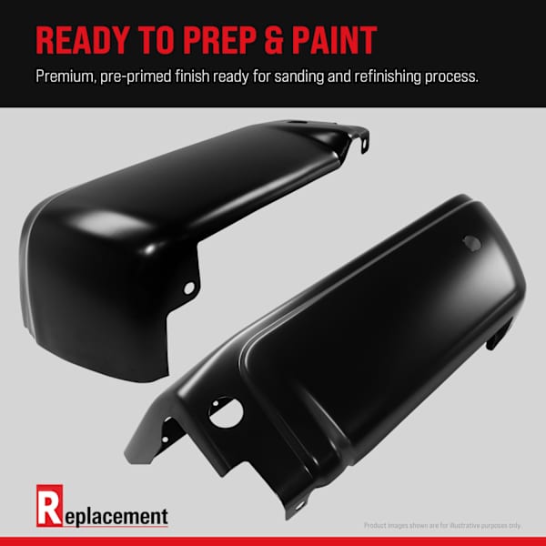Replacement Rear Step Bumper, Painted Black Face Bar and Pads With ...
