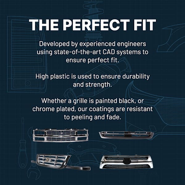 Replacement Upper Grille Assembly, Textured Black Shell and Insert ...