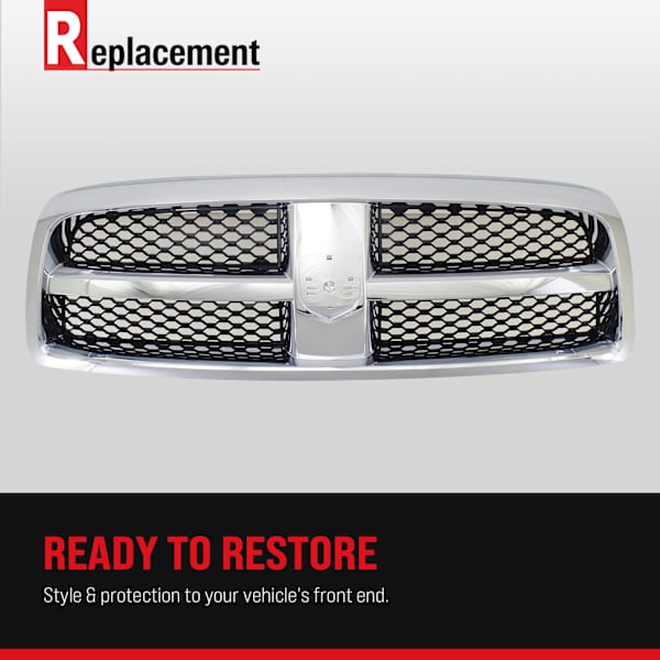 Replacement Grille, Primed, with Chrome Molding, Type 1 RM07550005