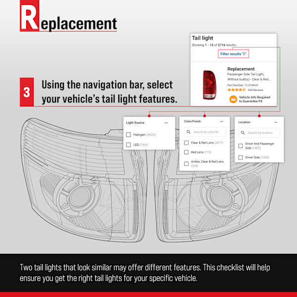 Replacement Passenger Side Tail Light, with Bulb, Halogen, Clear and ...