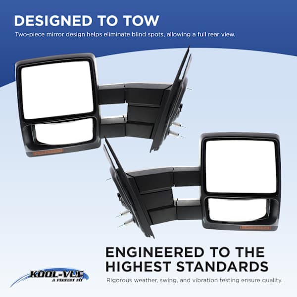 Kool Vue Driver and Passenger Side Towing Mirrors, Manual Adjust, Non ...