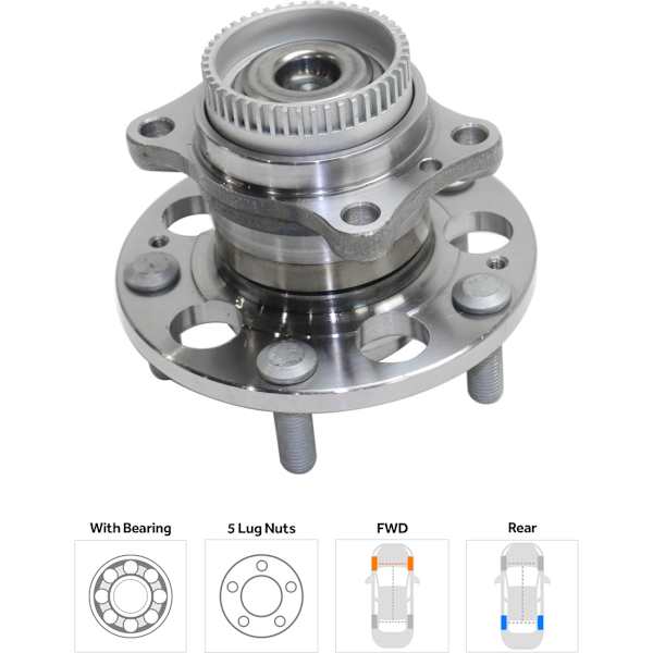 TrueDrive Rear, Driver and Passenger Side Wheel Hubs, With Bearing, 47 ...